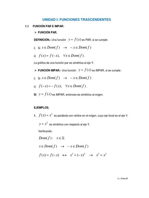 Función Par E Impar Pdf Análisis Complejo Matemáticas