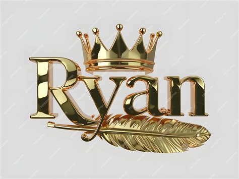Nome Ryan Logo Design Nome Ryan Em Fonte Elegante Coroa De Ouro Com