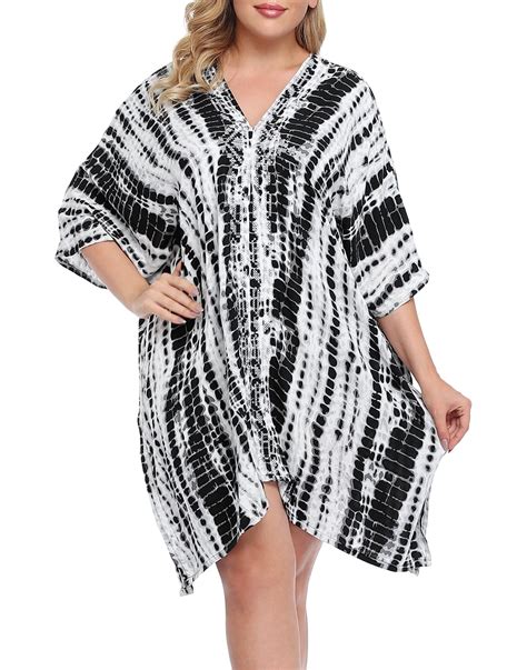 Hde Womens Upf 30 Short Kaftan Cover Up Oversize Plus Size Swimsuit