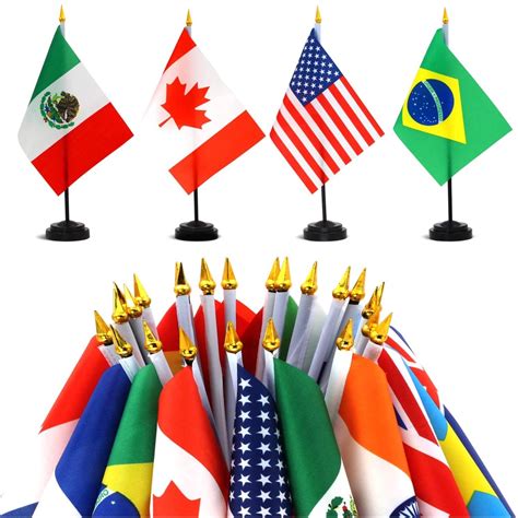 ANLEY 24 Countries Deluxe Desk Flags Set 8 X 5 Inches Miniature