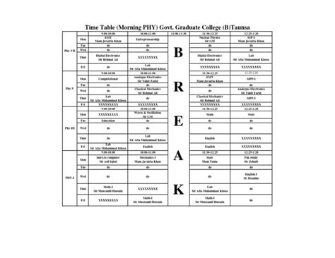 Timetable Morning Physics Download Free Pdf Electrical Engineering