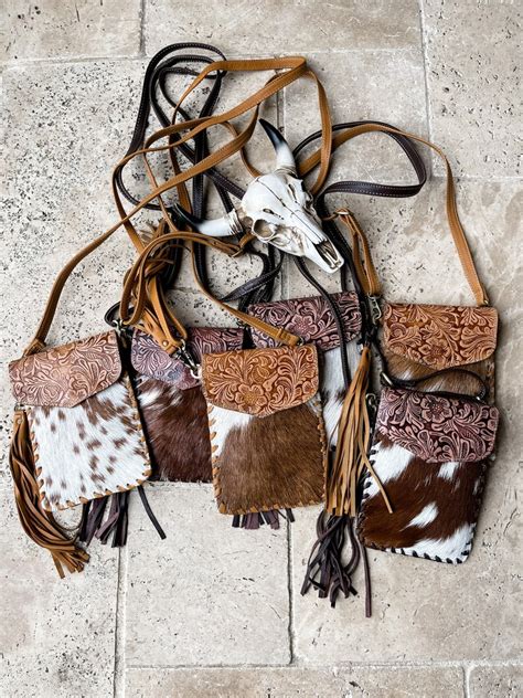 PHONE CROSSBODY Western Tooled Leather Cowhide Mini Crossbody Etsy