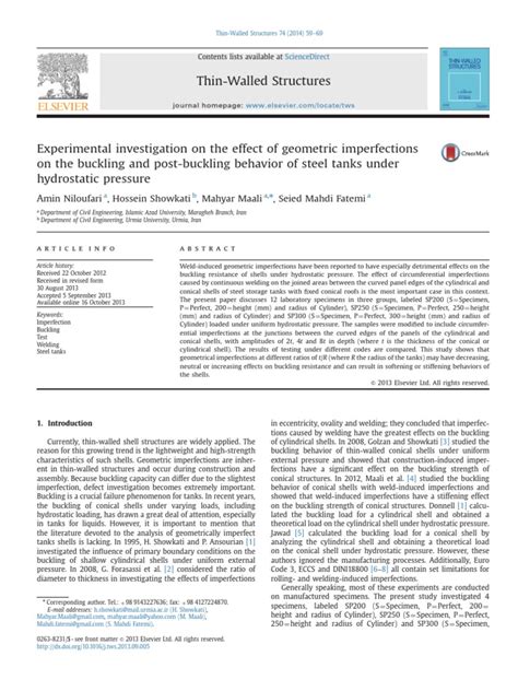 Experimental Investigation On The Effect Of Geometric Imperfections