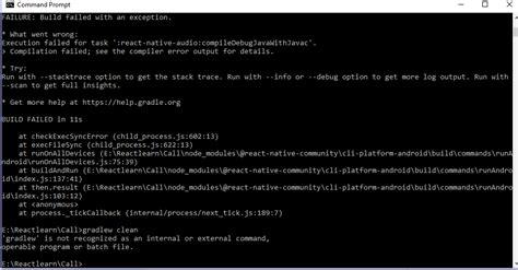 Execution Failed For Task React Native Audiocompiledebugjavawithjavac Stack Overflow