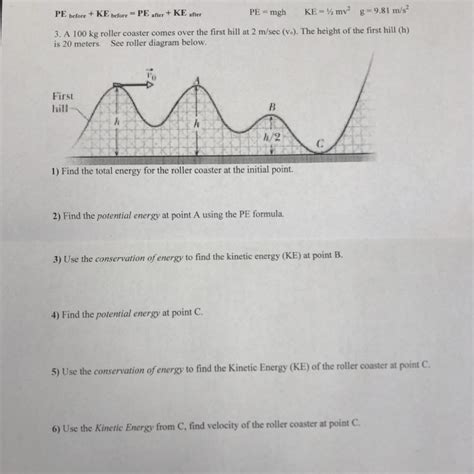 Solved PE Before KE Before PE After KE After PE Mgh KEmv Chegg Com