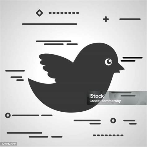 Desain Garis Datar Konsep Gambar Grafis Ikon Burung Hitam Pada G