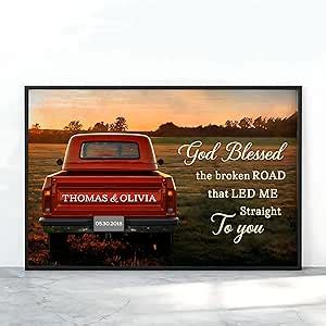 Giantbighands Personalized Vintage Truck Canvas With Couple