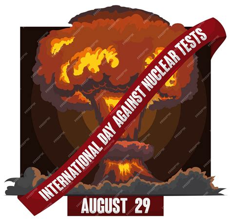 Premium Vector Atomic Tests With Mushroom Cloud And Label Banning
