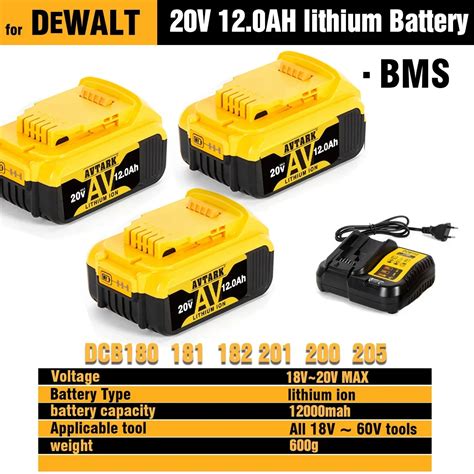 Аккумулятор DCB200 20V 6000mAh для Dewalt | AliExpress