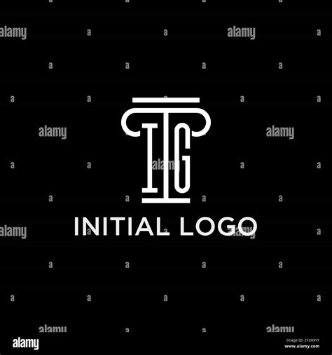 Ig Monogram Initial Logo With Pillar Shape Icon Design Luxury And