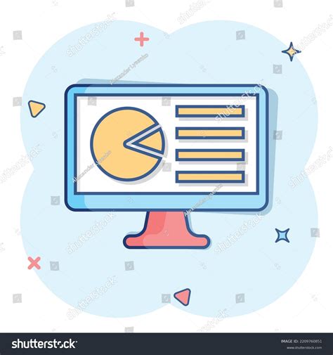 Analytic Monitor Icon Comic Style Diagram Stock Vector Royalty Free
