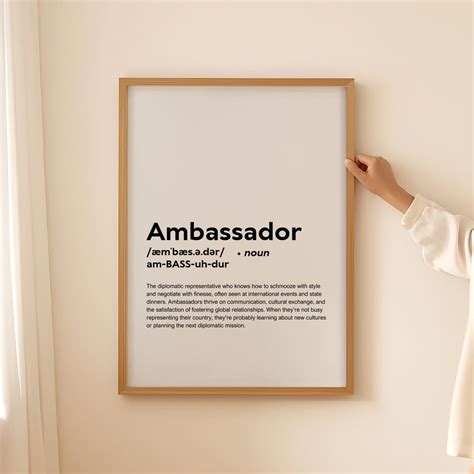 Funny Ambassador Definition Print Wall Art Poster Ambassador T For