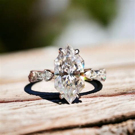 Dutch Marquise Cut Moissanite Engagement Ring Hidden Halo 325 Tw