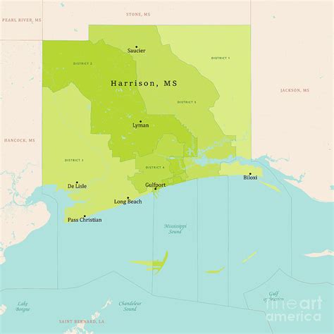 Ms Harrison County Vector Map Green Digital Art By Frank Ramspott Pixels Merch