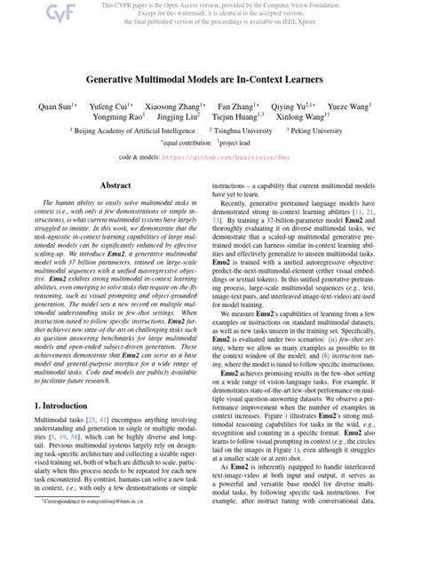 Generative Multimodal Models Are In Context Learners Pdf Artificial
