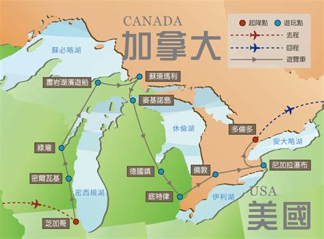 北美五大湖地图 千图网