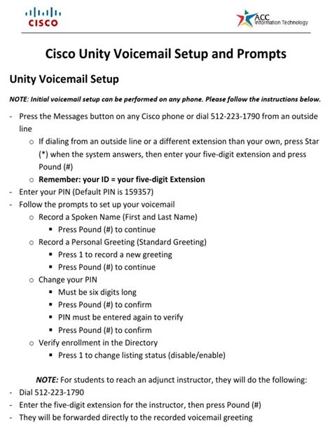 Cisco Unity Vm Setup And Prompts Pdf Pdf Voicemail Electronics