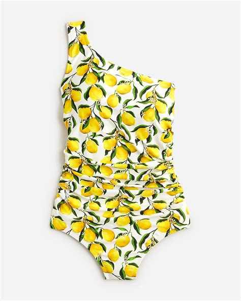 Jcrew Ruched One Shoulder One Piece Swimsuit In Limoncello For Women