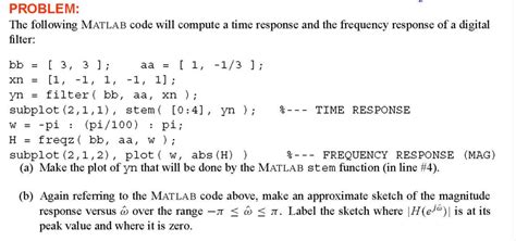Solved The Following Matlab Code Will Compute A Time