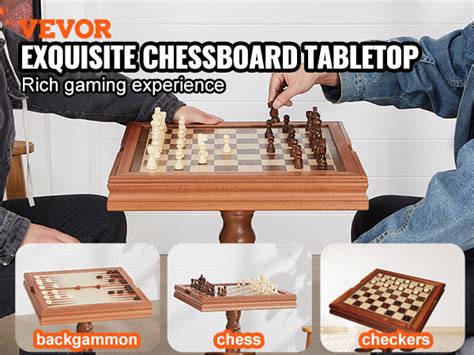 Vevor 3 In 1 Chess Checkers Backgammon Table Set 18 Inch Premium