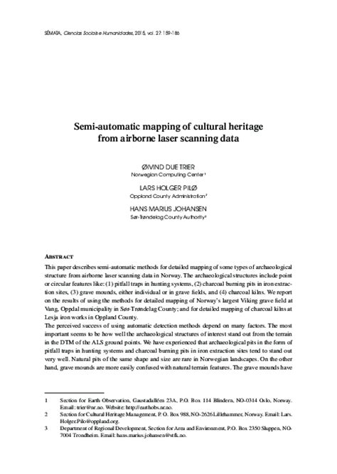 Pdf Semi Automatic Mapping Of Cultural Heritage From Airbone Laser