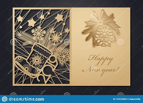 激光切口的模板圣诞卡片 通过剪影新年的图片 也corel凹道例证向量 向量例证 插画 包括有 活动 当事人 131610954