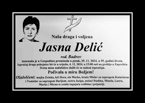 Jasna Delić Rođ Badrov Osmrtnice Livno