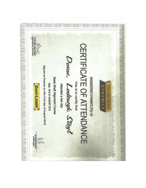 Basic Shaft Alignment Certificate Docx