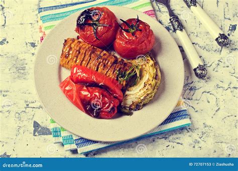 Mixed Roasted Vegetables Stock Image Image Of Meal Baked 72707153