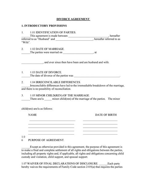 Divorce Proposal Template
