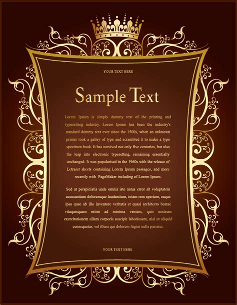 Free Vector がらくた素材庫 金色レース飾りの豪華フレーム European Gorgeous Border Vector イラスト素材