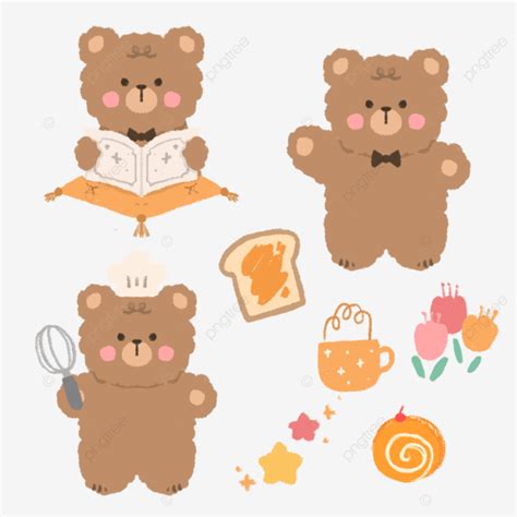 Korean Bear Stickers Png Picture Cute Korean Bear Take A Bath Stickers