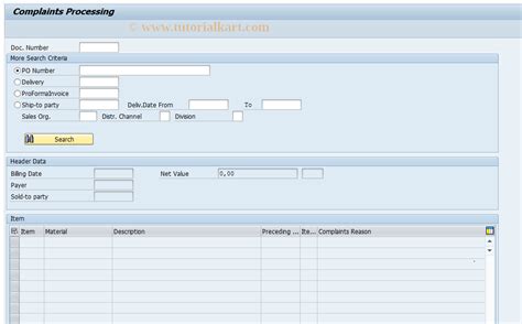 Cmp Processing Sap Tcode Complaints Processing