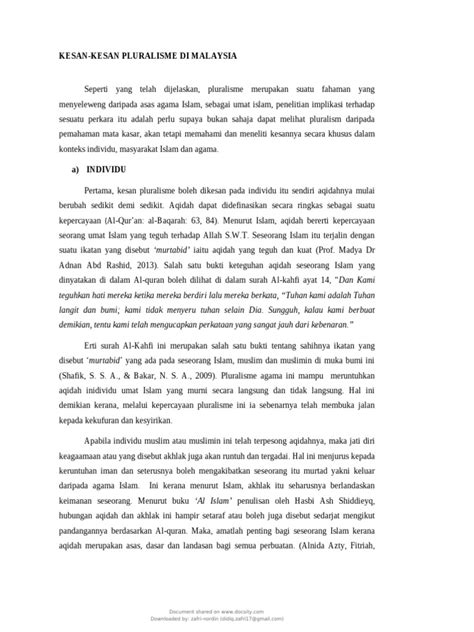 Docsity Kesan Kesan Pluralisme Di Malaysia Pdf