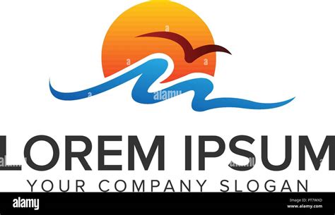 Wellen Meer Sunrise Logo Design Konzept Vorlage Stock Vektorgrafik Alamy