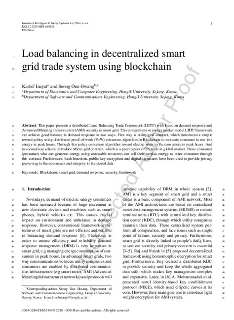 Pdf Load Balancing In Decentralized Smart Grid Trade System Using