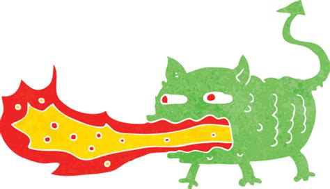 말풍선이 있는 화재 호흡 Imp 거친에 대한 스톡 벡터 아트 및 기타 이미지 거친 귀여운 그리기 Istock