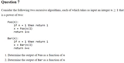 Solved Question 7 Consider The Following Two Recursive Chegg