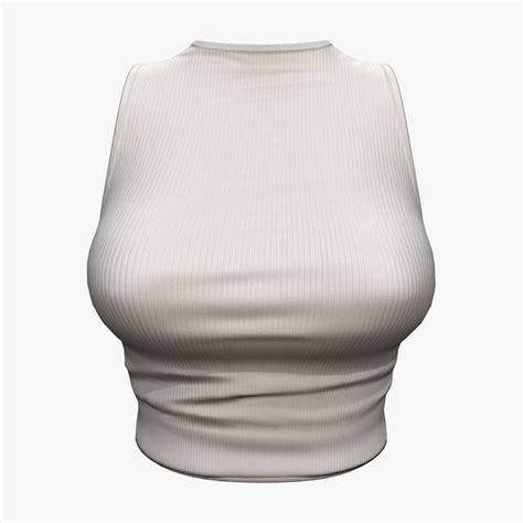 3d Sleveless White Crop Top Model Turbosquid 1970066