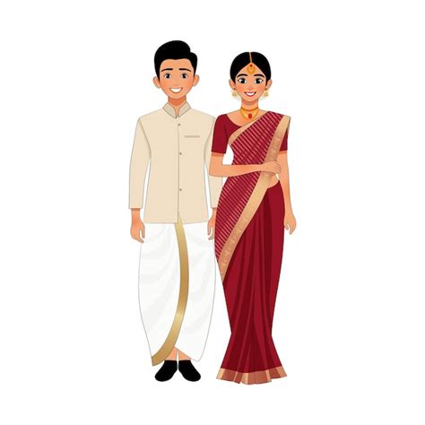 Premium Vector South Indian Wedding Couple Illustration
