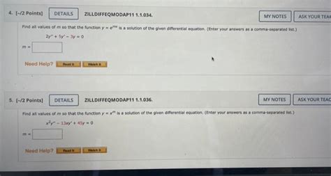 Solved 4 2 Points Details Zilldiffeqmodap11 1 1 034 My