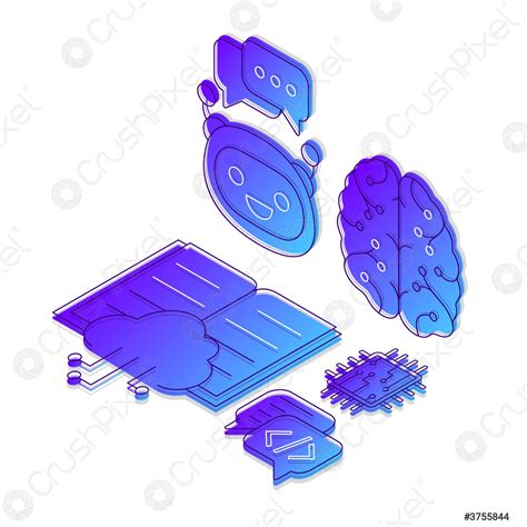 artificial intelligence isometric gradient color vector illustration