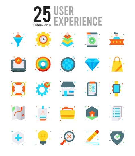 Premium Vector 25 User Experience Flat Icon Pack Vector Illustration