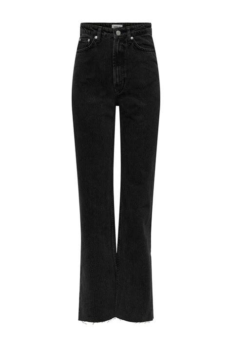 Only High Waist Straight Leg Jeans Onlriley Black Denim Wehkamp