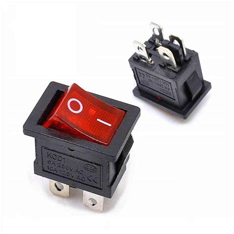 Dpst Mini Rocker Switch On Off With Red Indicator 3 Pcs Bd