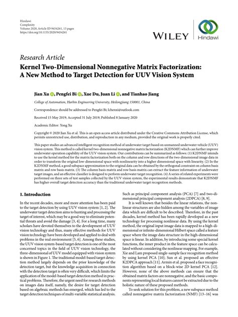 Pdf Kernel Two Dimensional Nonnegative Matrix Factorization A New