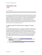 Exploring Tcp Behavior With Wireshark Lab Analysis Course Hero