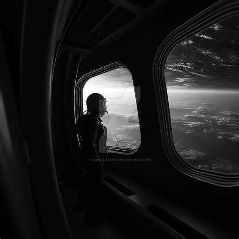 Person Watching At Earth Through Spaceship Window By Coolarts223 On