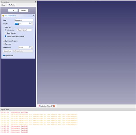 Issue With Recompute Failed Rfreecad