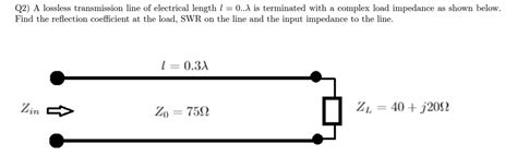 q2 a lossless transmission line of electrical length l 0 3λ is terminated with a complex load